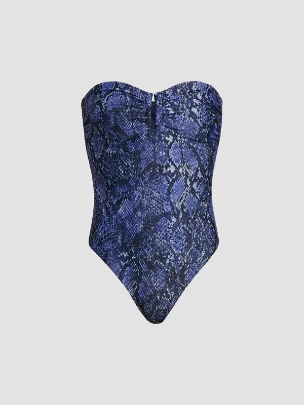 Kobi Halperin Brenna Snake-printed Strapless Swimsuit