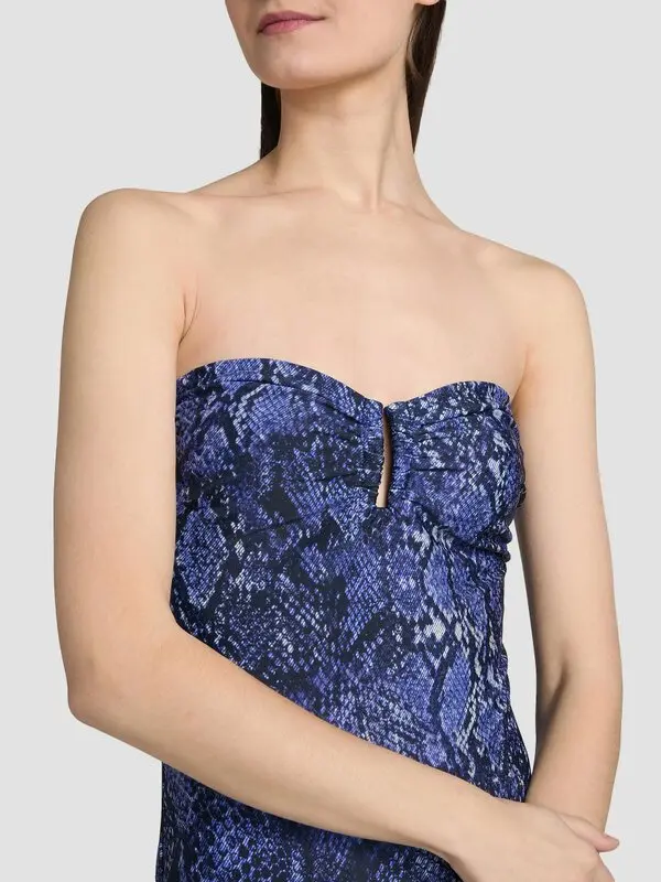 Kobi Halperin Brenna Snake-printed Strapless Swimsuit