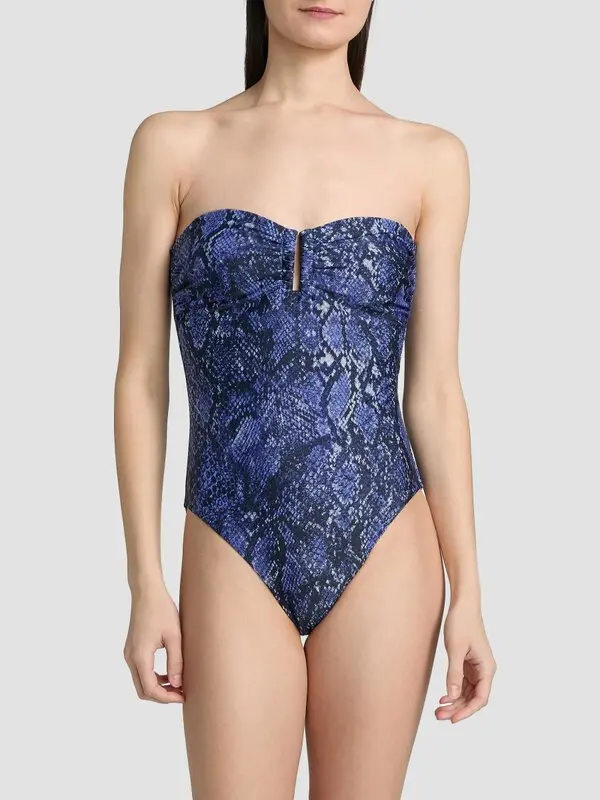 Kobi Halperin Brenna Snake-printed Strapless Swimsuit