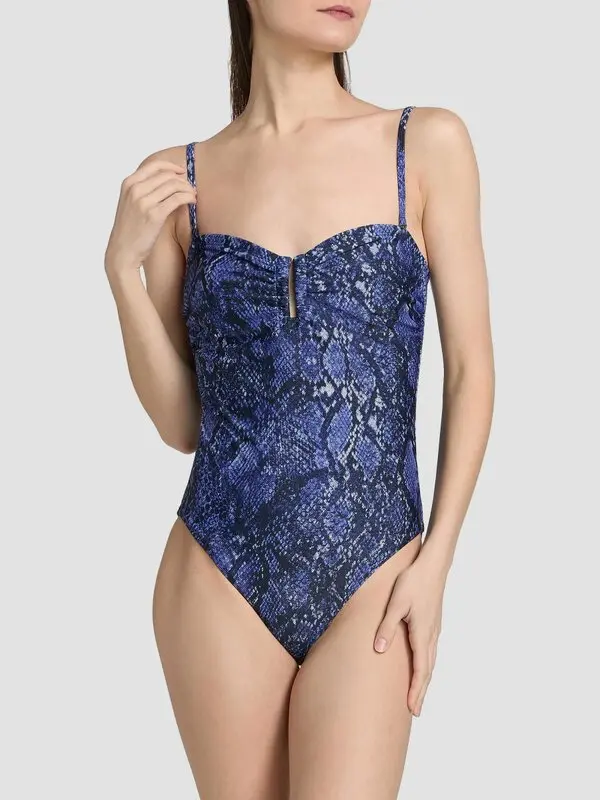 Kobi Halperin Brenna Snake-printed Strapless Swimsuit