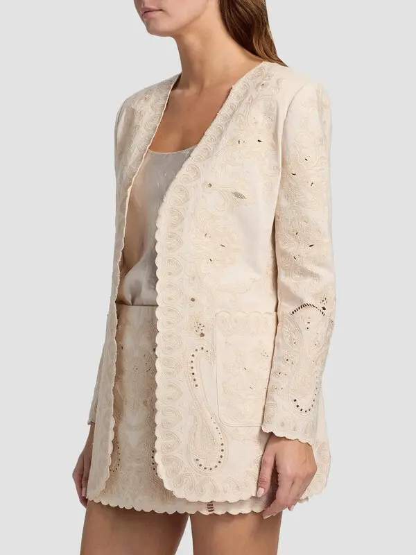 Kobi Halperin Laci Eyelet-embroidered Linen-cotton Jacket