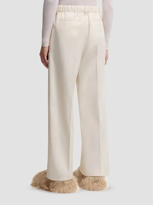 Moncler Pants In Wool Gabardine - White