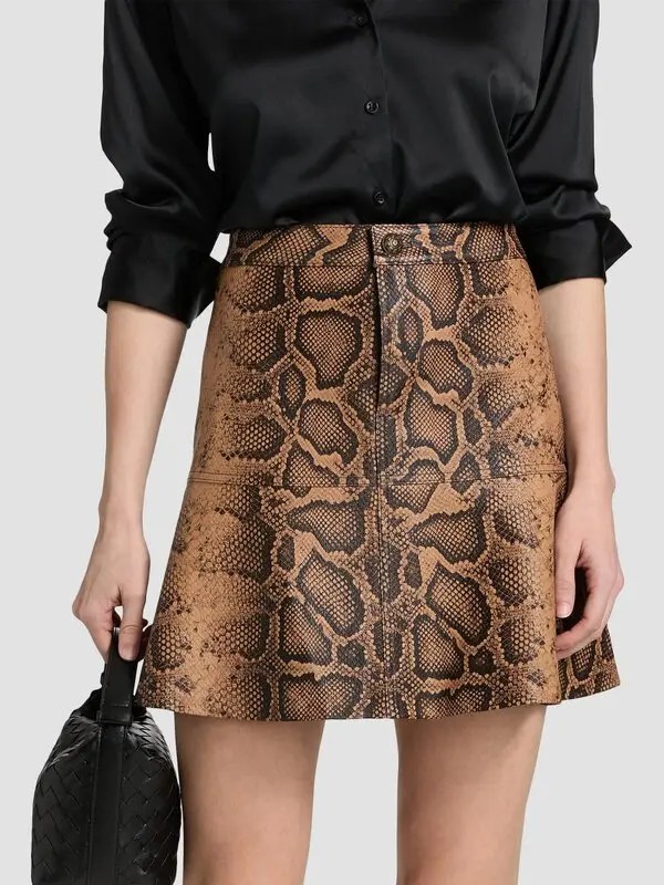 Kobi Halperin Addie Snake Leather A-line Miniskirt - Tannin Multi