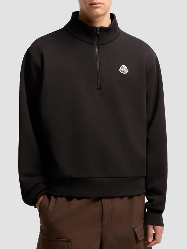 Moncler Crewneck Sweater In Cotton - Black