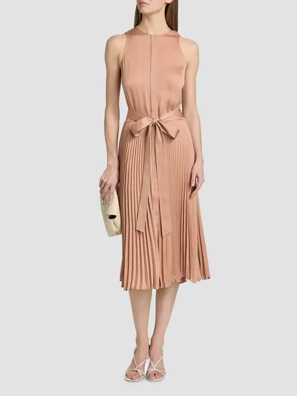 Kobi Halperin Maxine Satin Tie-waist Sleeveless Midi-dress - Chai