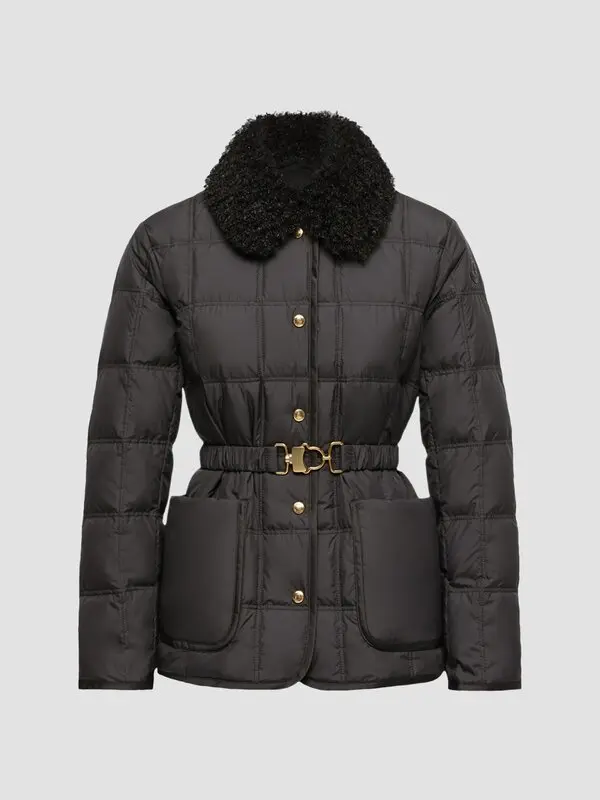 Moncler Cygnes Puffer Jacket With Belt - Black