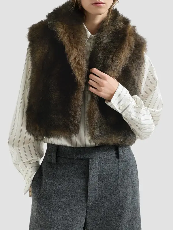 Brunello Cucinelli Soft Shearling Vest - Pine Cone Brown