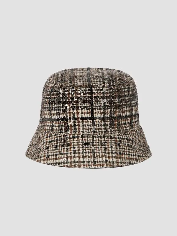 Brunello Cucinelli Water-resistant Checked Alpaca And Wool Bucket Hat - Brown