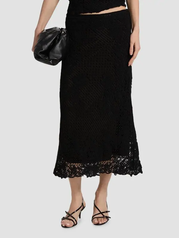 Kobi Halperin Lainey Crochet Midi-skirt - Black