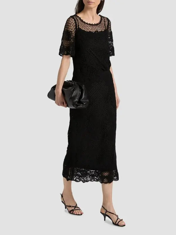 Kobi Halperin Lainey Crochet Midi-skirt - Black