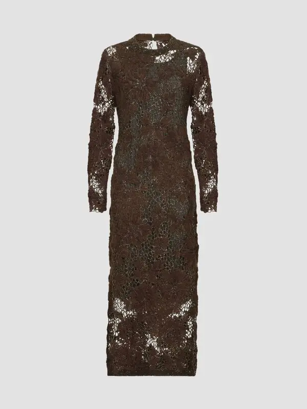 Brunello Cucinelli Whispering Bloom Embroidery Knit Dress