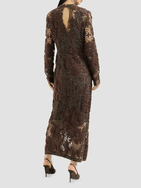 Brunello Cucinelli Whispering Bloom Embroidery Knit Dress