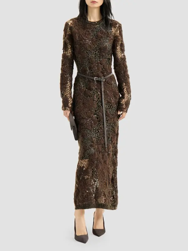 Brunello Cucinelli Whispering Bloom Embroidery Knit Dress