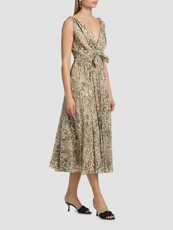 UNGARO Jillian Leopard-print Cotton Voile Midi-dress