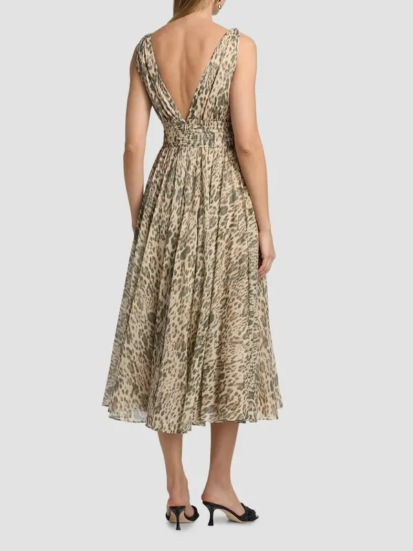 UNGARO Jillian Leopard-print Cotton Voile Midi-dress
