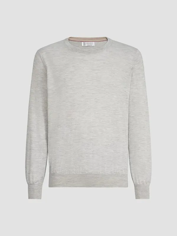 Brunello Cucinelli Cashmere And Silk Lightweight Sweater - Pebble