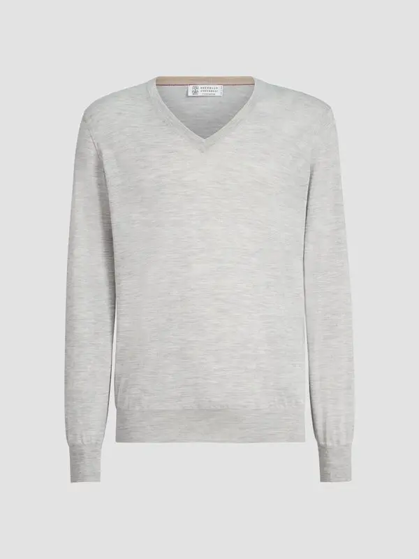 Brunello Cucinelli Cashmere And Silk Lightweight Sweater - Pebble