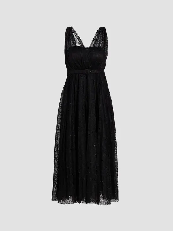 UNGARO Tara Tulle Lace Midi-dress