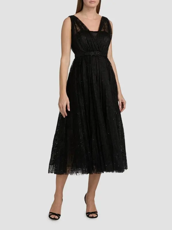 UNGARO Tara Tulle Lace Midi-dress