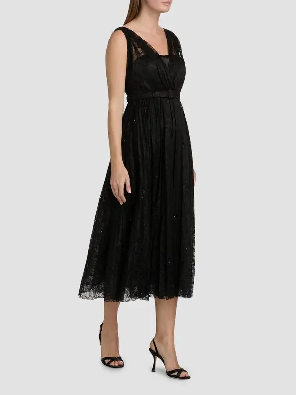 UNGARO Tara Tulle Lace Midi-dress