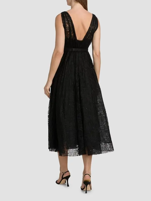 UNGARO Tara Tulle Lace Midi-dress