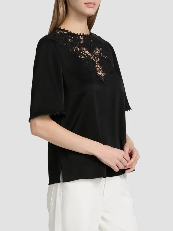 Kobi Halperin Frankie Lace Satin-back Crepe Blouse
