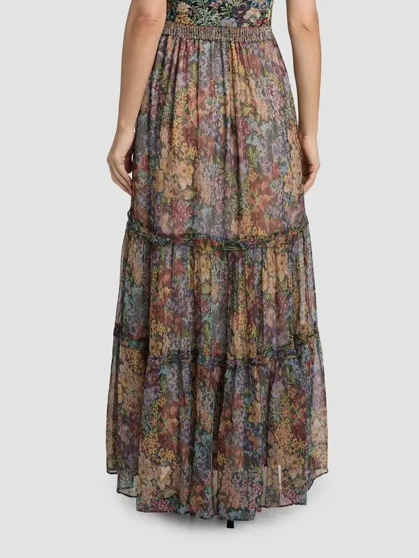 Kobi Halperin Clea Floral Tiered Maxi Skirt