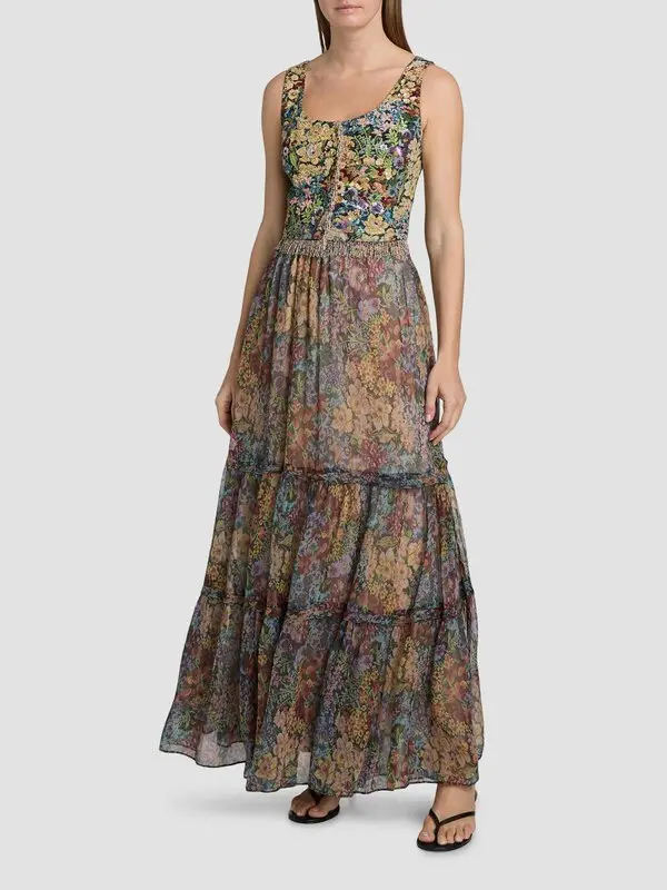 Kobi Halperin Clea Floral Tiered Maxi Skirt