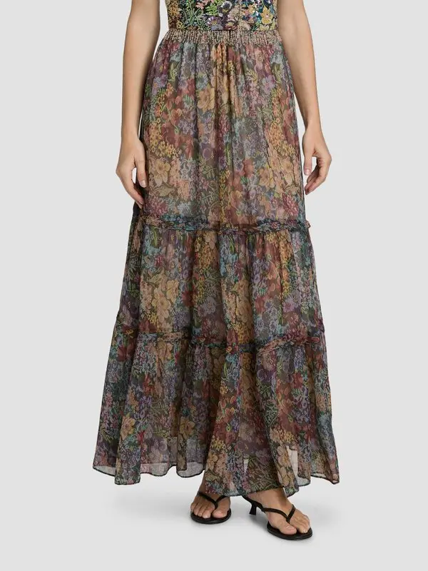 Kobi Halperin Clea Floral Tiered Maxi Skirt