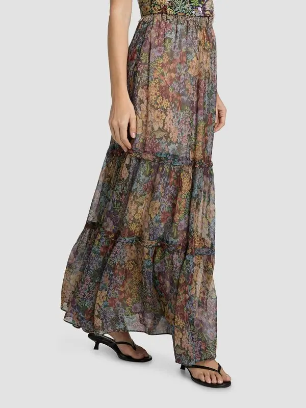 Kobi Halperin Clea Floral Tiered Maxi Skirt