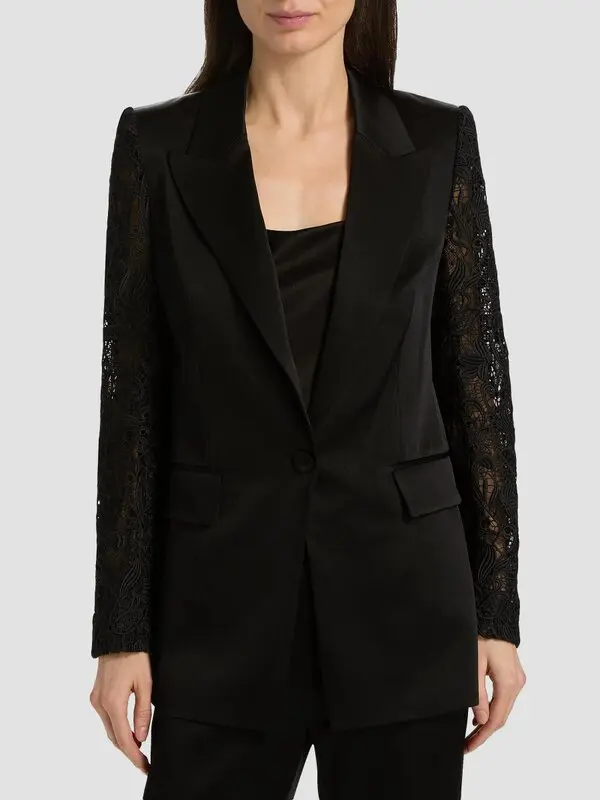 UNGARO Georgie Lace Sleeve Jacket