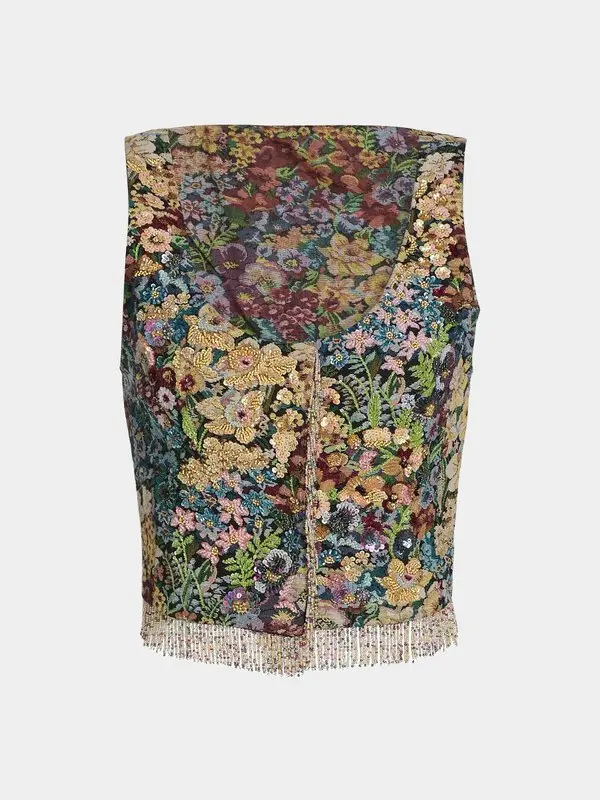 Kobi Halperin Hazel Beaded Floral Fringe Vest