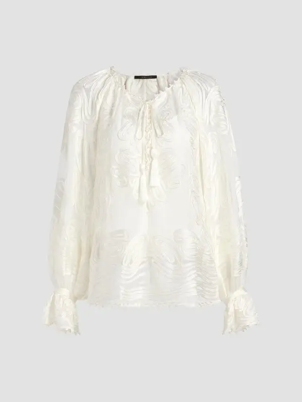 Kobi Halperin Florence Embroidered Sheer Blouse - Ivory