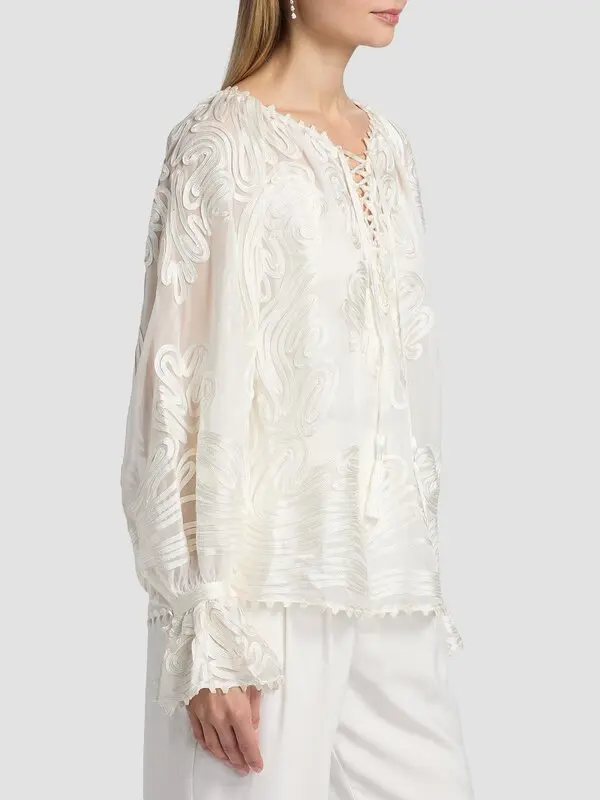 Kobi Halperin Florence Embroidered Sheer Blouse - Ivory