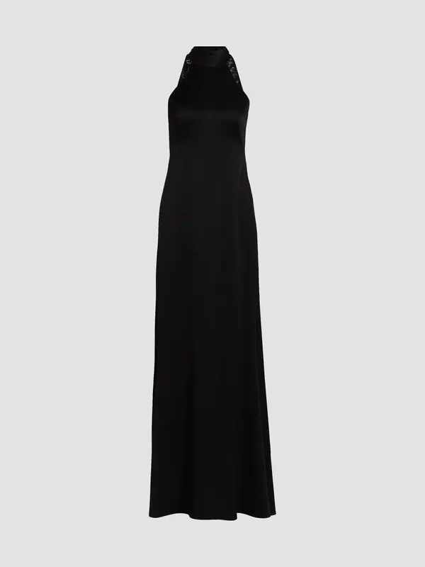 UNGARO Poppy Satin Halter A-line Gown