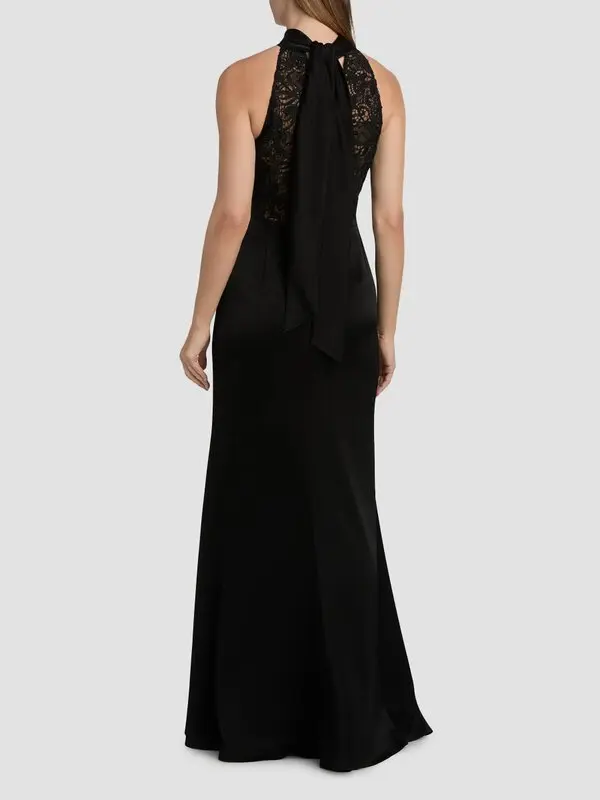 UNGARO Poppy Satin Halter A-line Gown