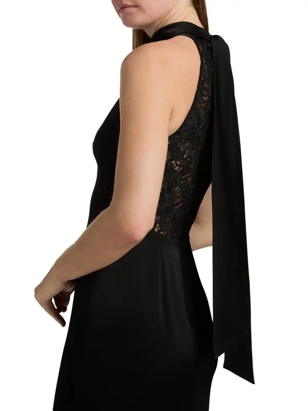 UNGARO Poppy Satin Halter A-line Gown