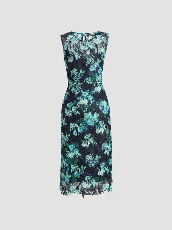 UNGARO Palmer Floral Lace Midi-dress