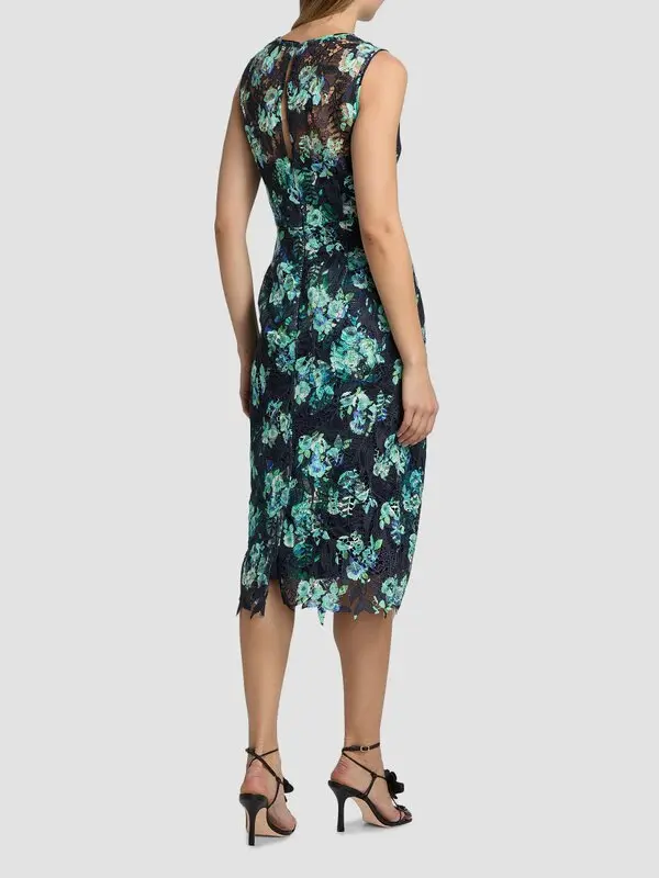 UNGARO Palmer Floral Lace Midi-dress