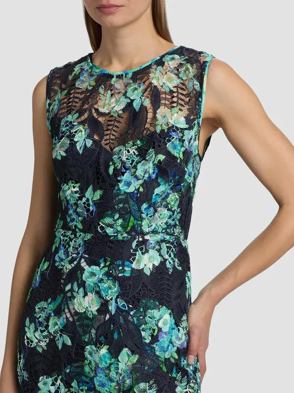 UNGARO Palmer Floral Lace Midi-dress