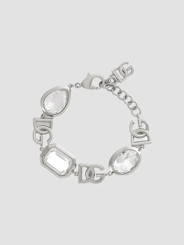 Dolce & Gabbana Silvertone & Crystal Logo Bracelet - Silver
