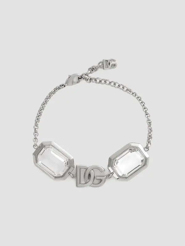 Dolce & Gabbana Silvertone & Crystal Logo Chain Bracelet