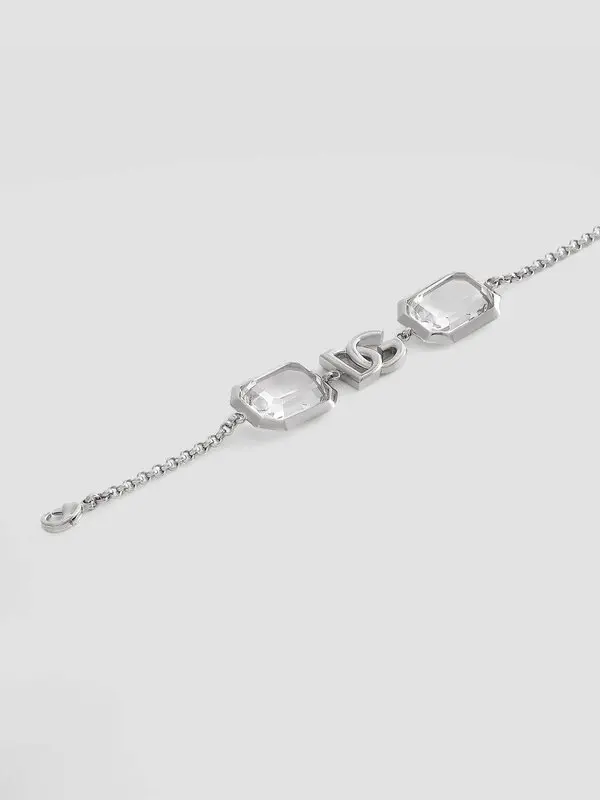 Dolce & Gabbana Silvertone & Crystal Logo Chain Bracelet