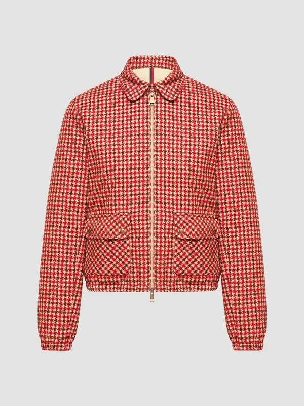Moncler Lanset Puffer Shacket In Velvet - Red