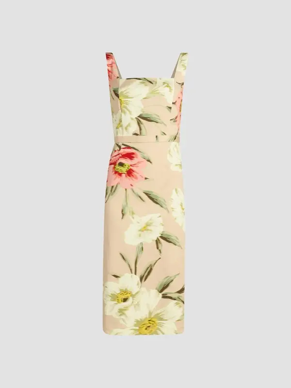 UNGARO Cyra Floral Stretch-cotton Sheath Midi-dress