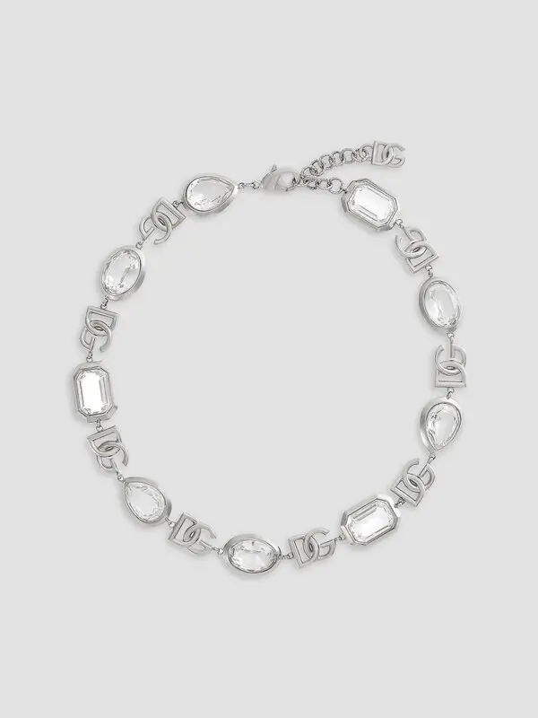 Dolce & Gabbana Silvertone & Crystal Logo Necklace