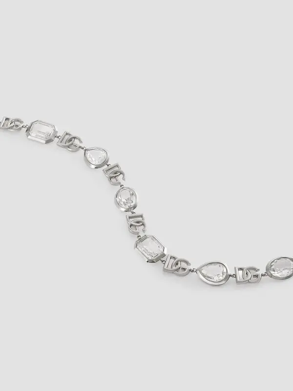 Dolce & Gabbana Silvertone & Crystal Logo Necklace