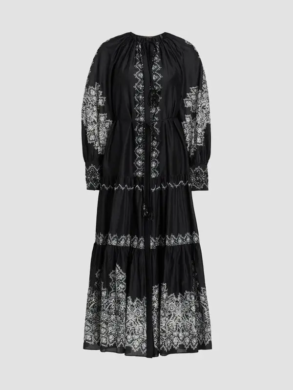 Kobi Halperin Lauryn Lace Print Cotton-silk Maxi Dress - Black