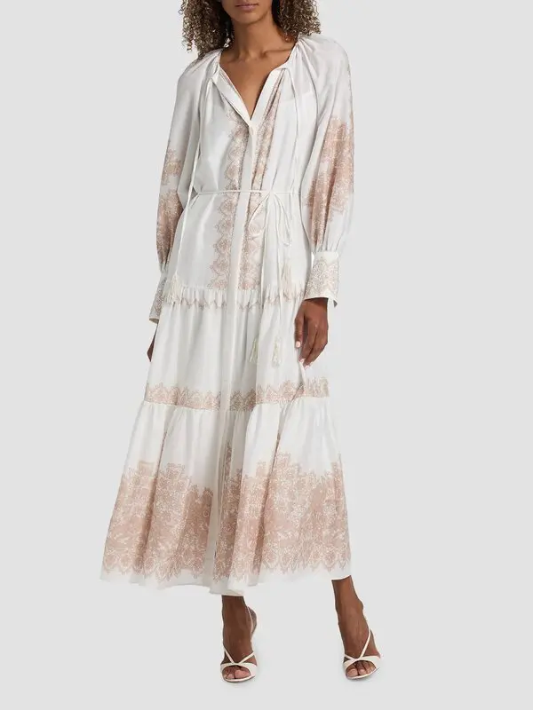 Kobi Halperin Lauryn Lace Print Cotton-silk Maxi Dress - Ivory