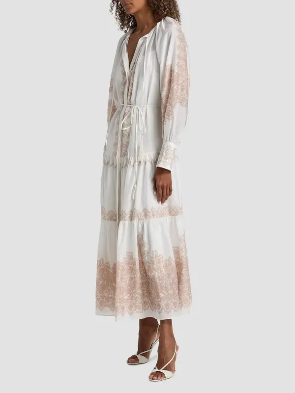 Kobi Halperin Lauryn Lace Print Cotton-silk Maxi Dress - Ivory